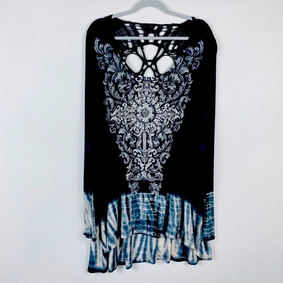 Vocal | Tops | Vocal Embellished Asymmetrical Tie Dye Top | Poshmark